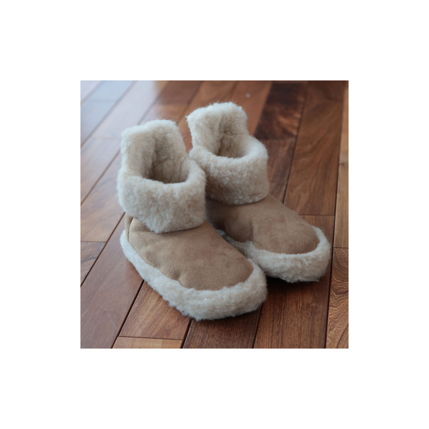 Chaussons Boots Velours Beige Alwero - Le Comptoir Irlandais