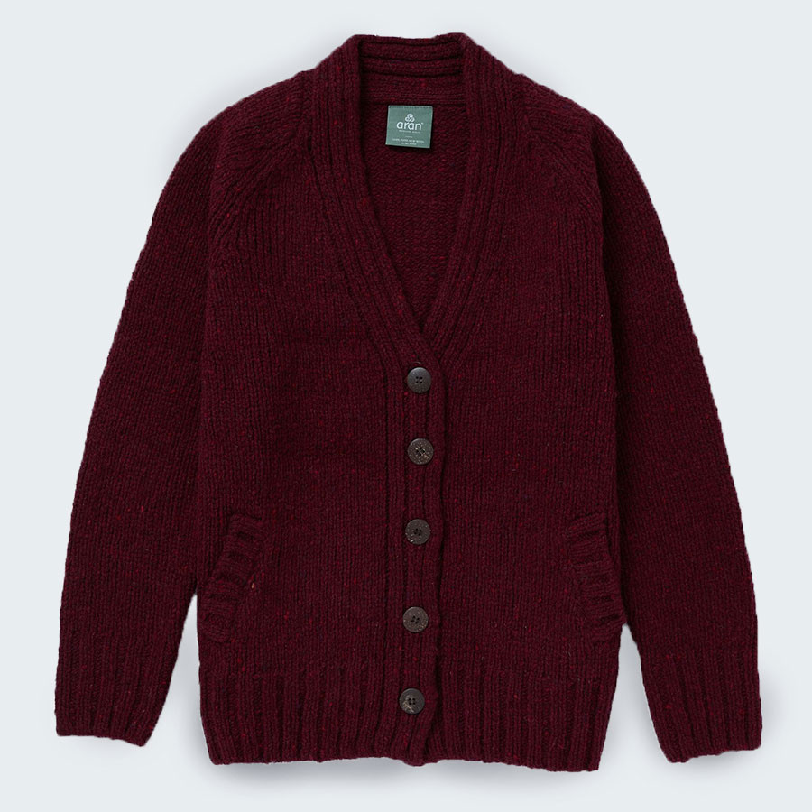 Aran Woollen Mills Donegal Prune Cardigan - Wool cardigan - Le Comptoir ...